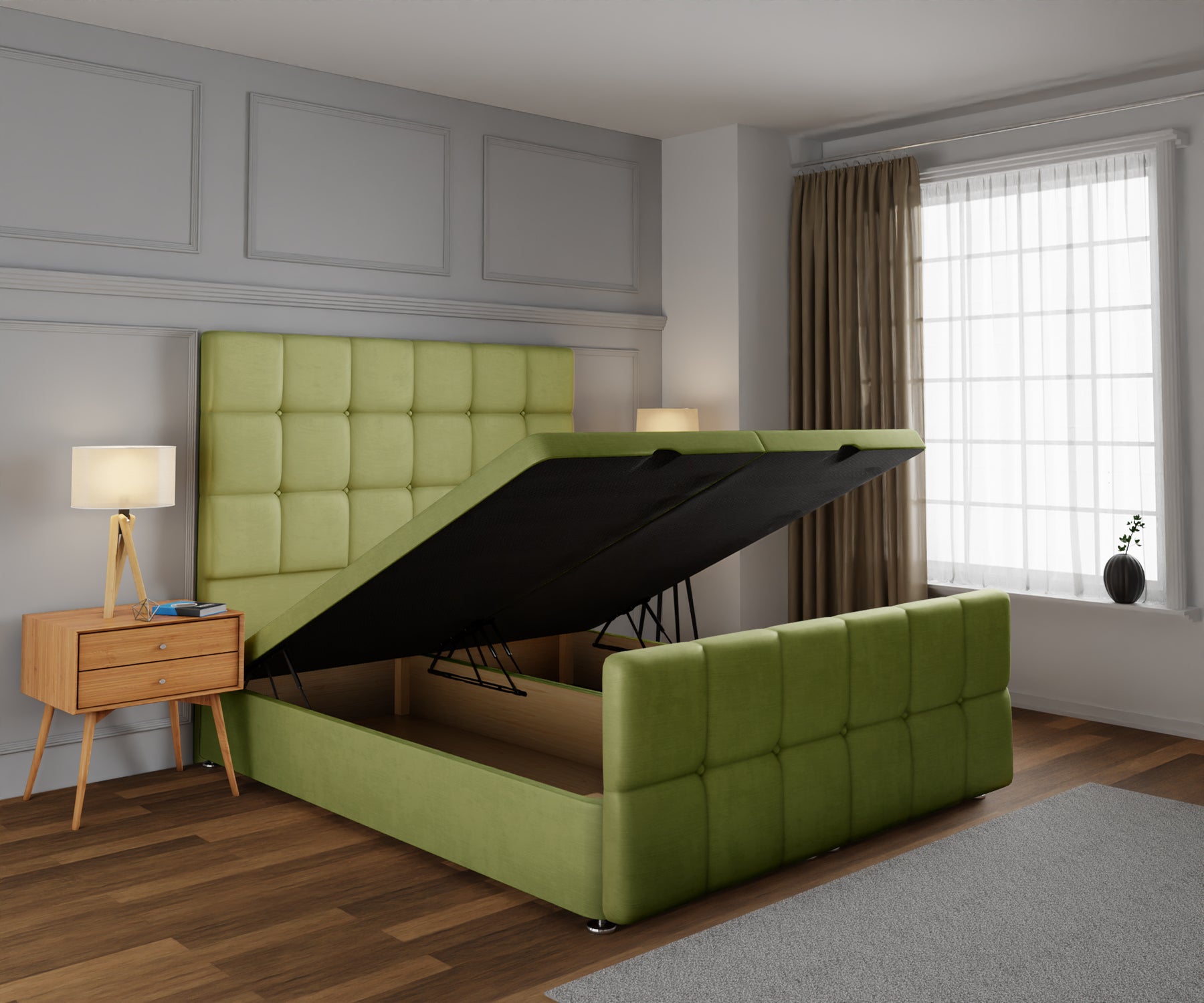 Amber Ottoman Storage Divan Bed Base And Headboard With Footboard ...