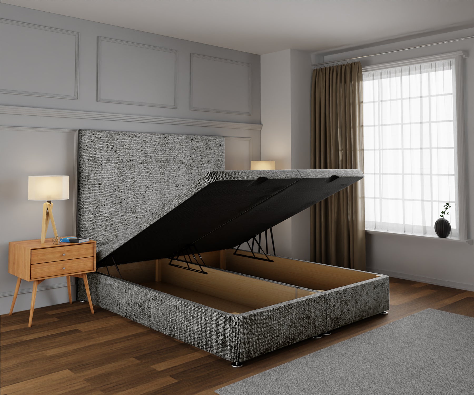 Olivia Plain Ottoman Storage Divan Bed Base With Headboard – Sleep ...