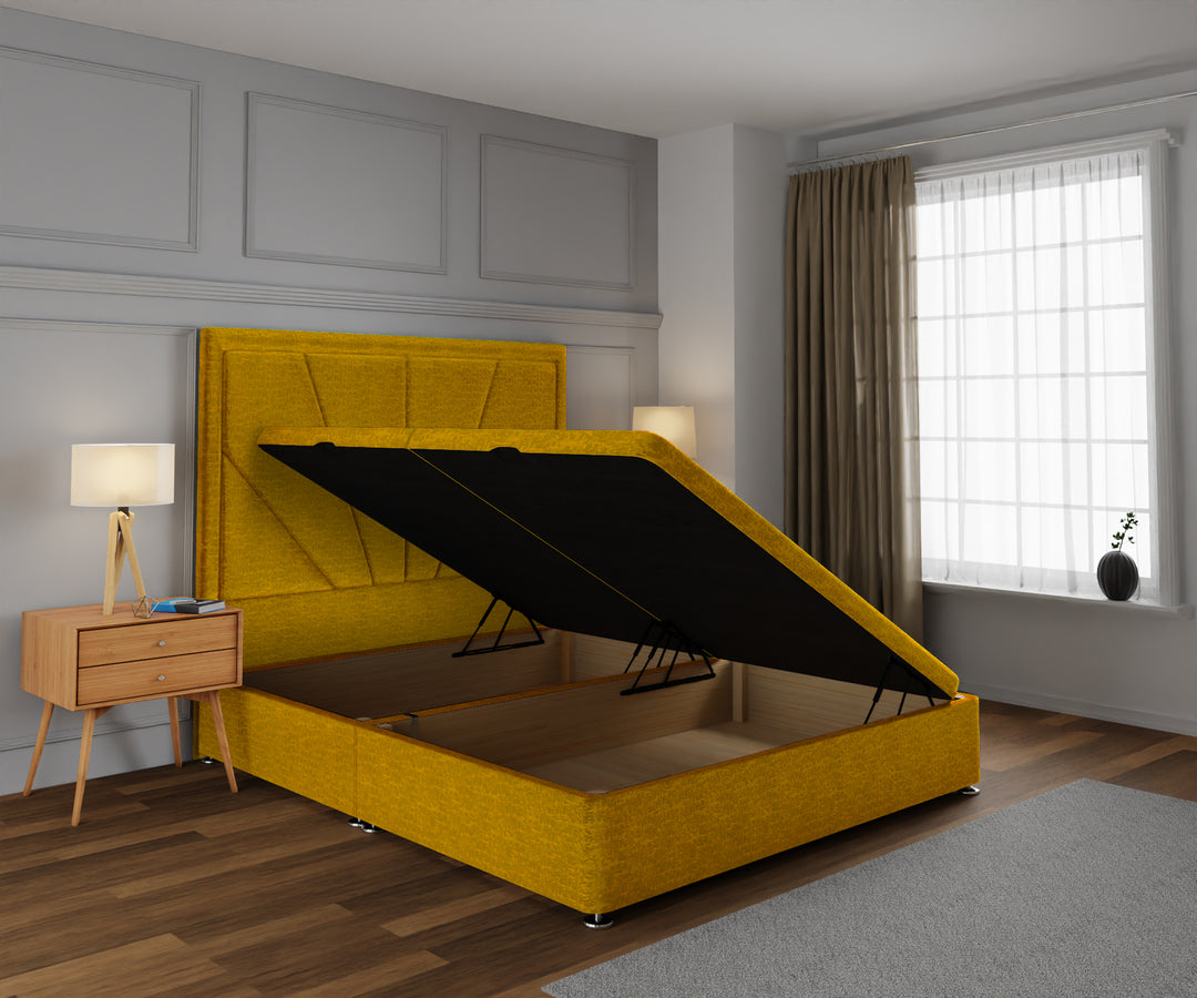 Paine Horizon Border Ottoman Storage Divan Bed Base With Headboard ...